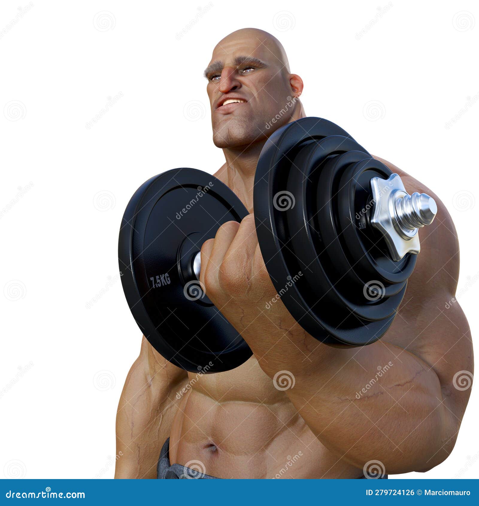 Super Soldier is Working Out with Weight Close Up View Stock ...