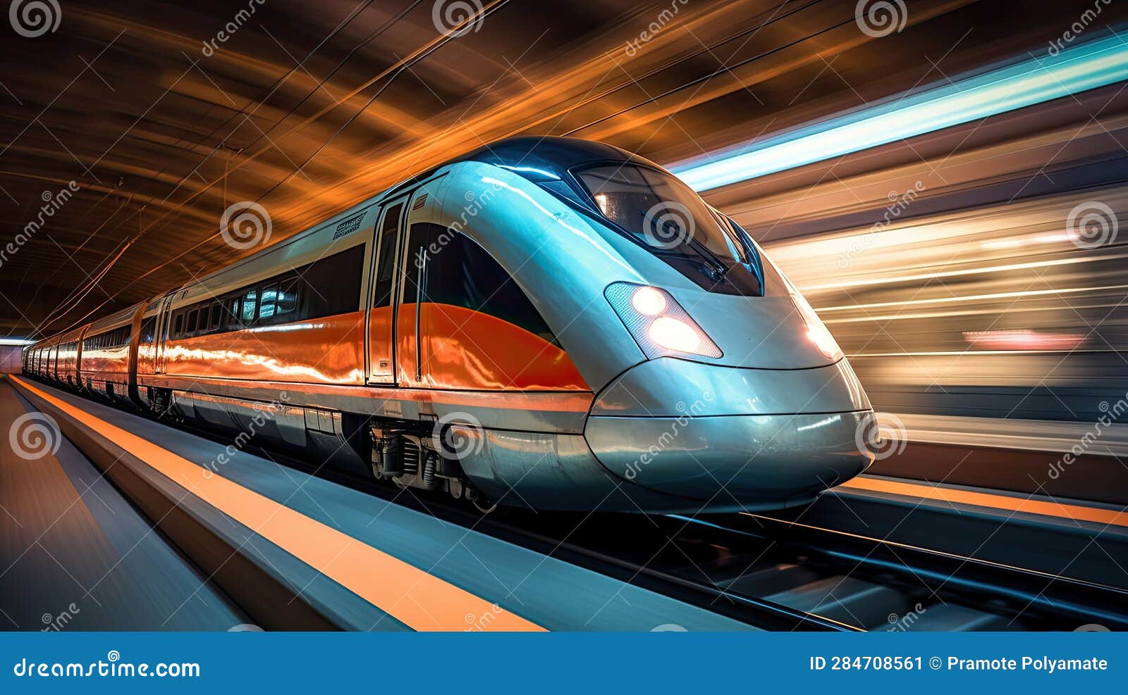 Super Streamlined Train with Motion Blur. Generative Ai Stock Image ...