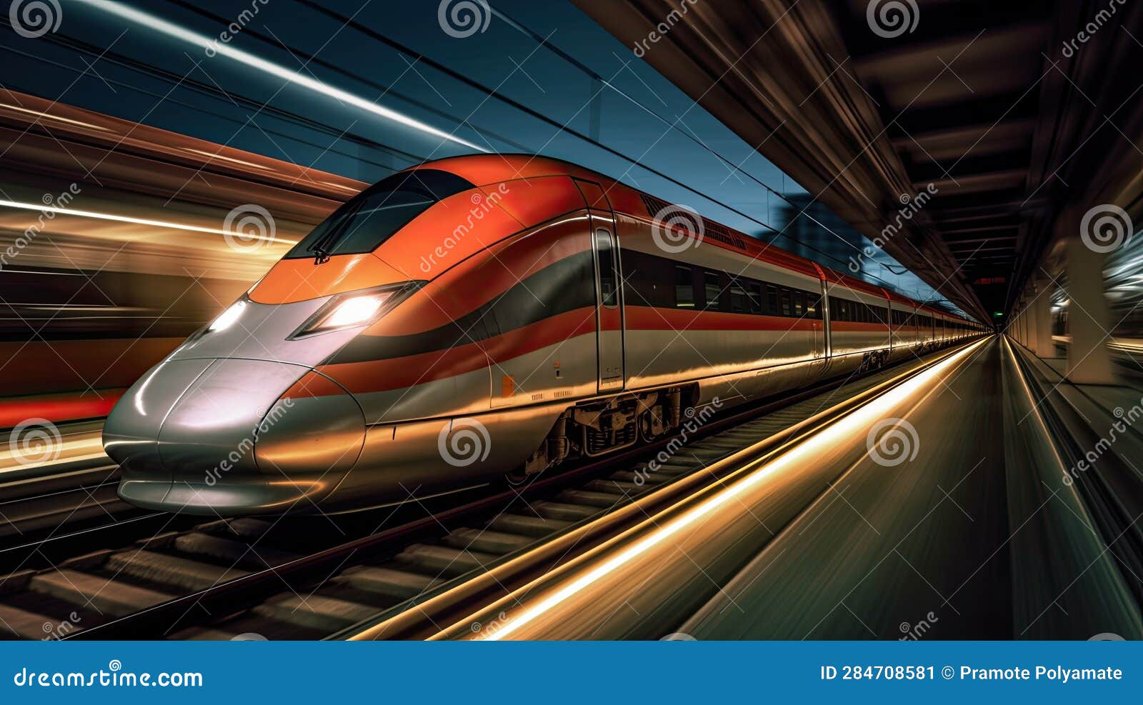 Super Streamlined High-speed Modern Business Train. Scenic Summer View ...