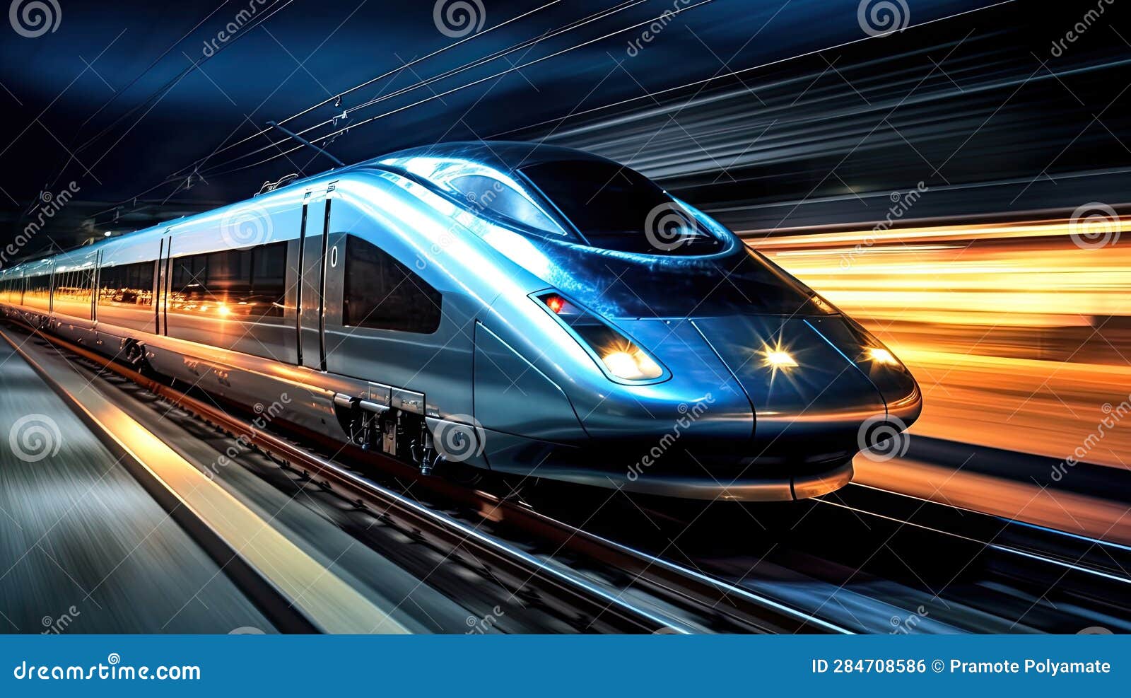 Super Streamlined Train with Motion Blur. Generative Ai Stock ...