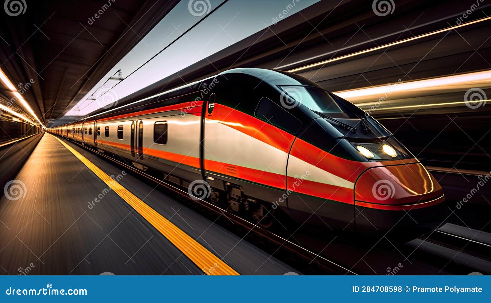 Super Streamlined Train with Motion Blur. Generative Ai Stock ...