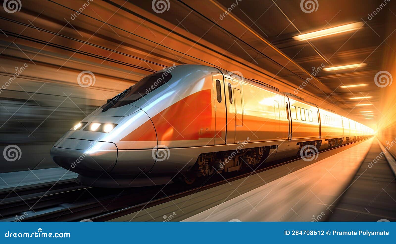Super Streamlined High-speed Modern Business Train. Scenic Summer View ...