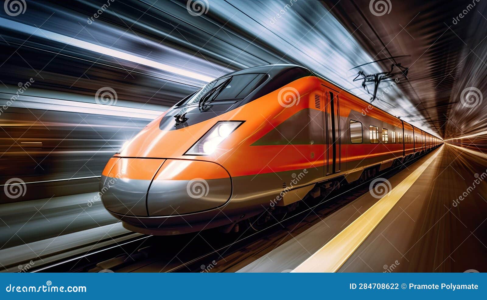 Super Streamlined High-speed Modern Business Train. Scenic Summer View ...