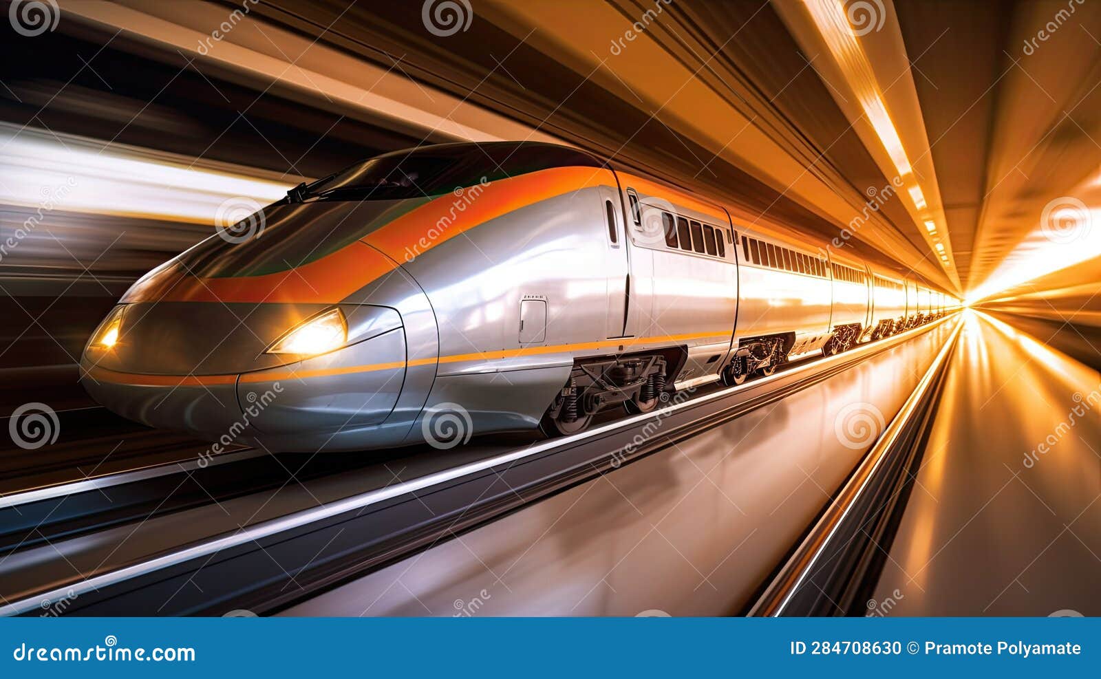 Super Streamlined Train with Motion Blur. Generative Ai Stock ...