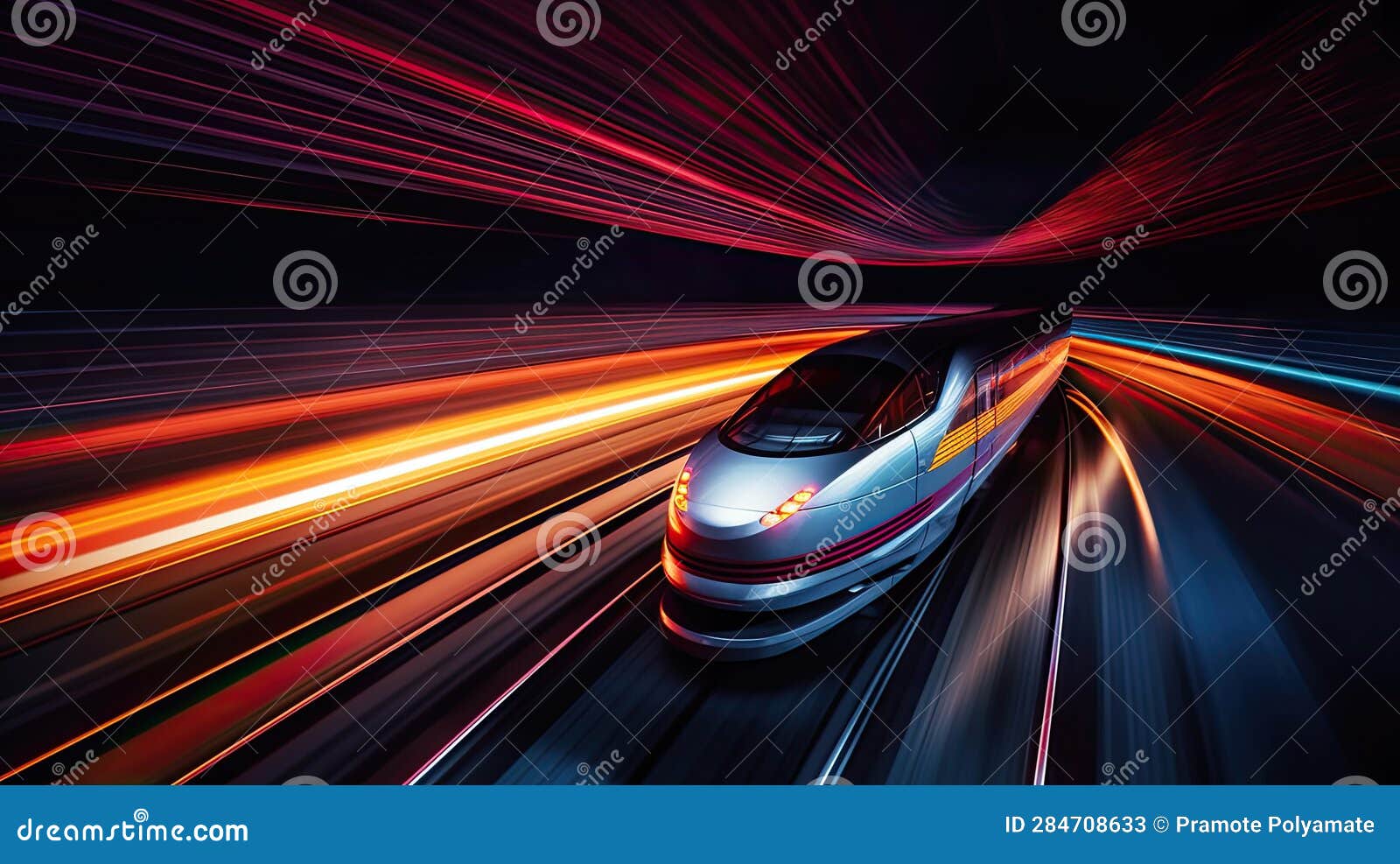 Super Streamlined High-speed Modern Business Train. Scenic Summer View ...