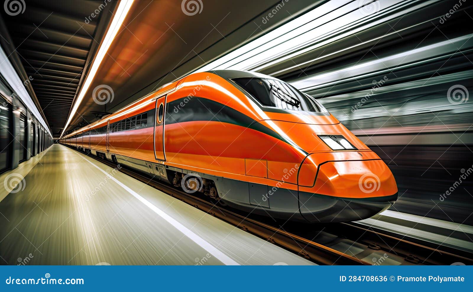 Super Streamlined High-speed Modern Business Train. Scenic Summer View ...