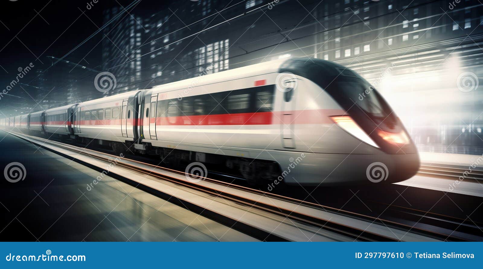 Super Streamlined Train With Motion Blur Moves In Tunnel Stock Image ...