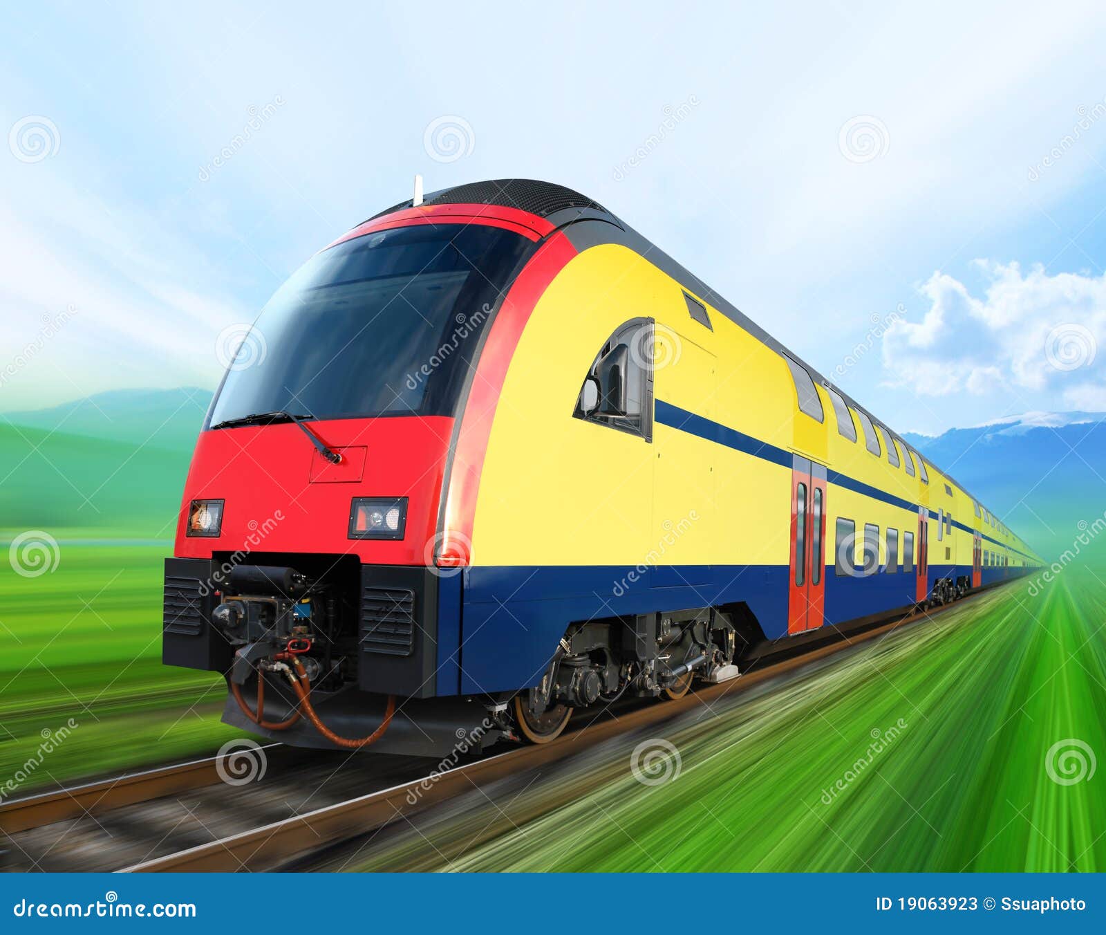 Super Streamlined Train on Rail Stock Image - Image of overhead, super ...