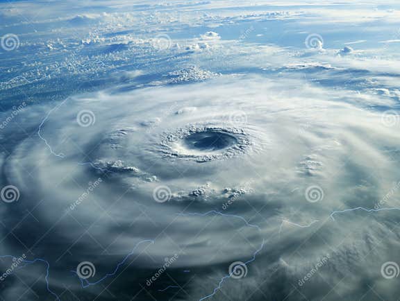 Super Strong Hurricane with Strong Winds and Lightning Stock Photo ...
