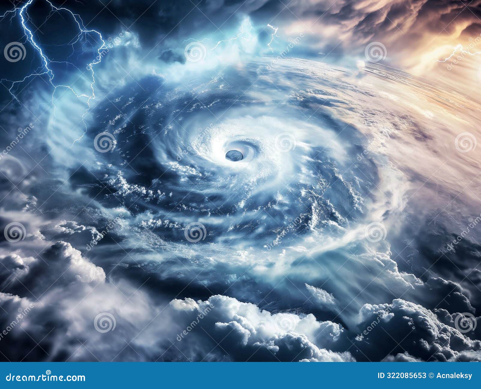 Super Strong Hurricane with Strong Winds and Lightning Stock Image ...