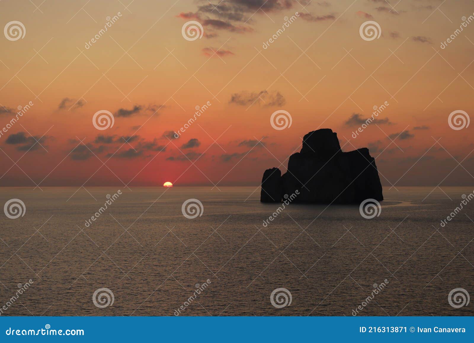 Super Sunset in the South of Sardinia in Front of the Stack of Sugar ...