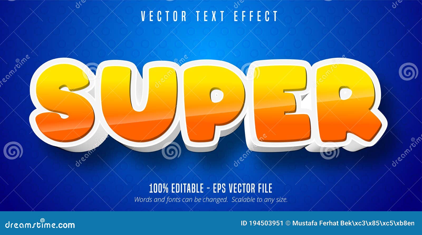 Super Text, Cartoon Style Editable Text Effect Stock Vector ...