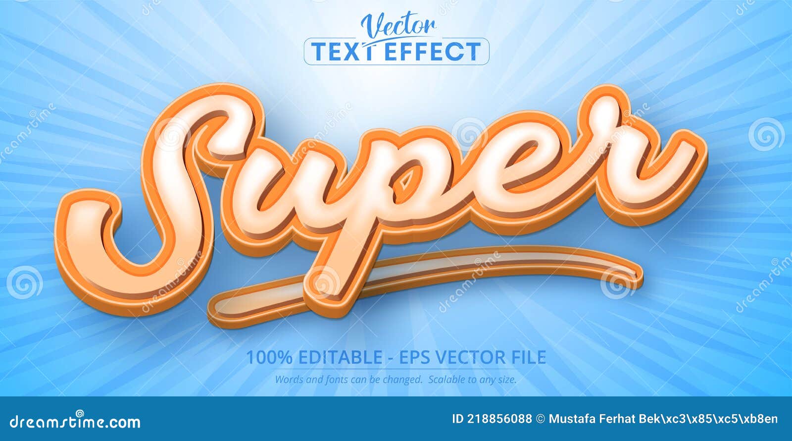 Super Text, Cartoon Style Editable Text Effect Stock Vector - Illustration of modern, saturated ...