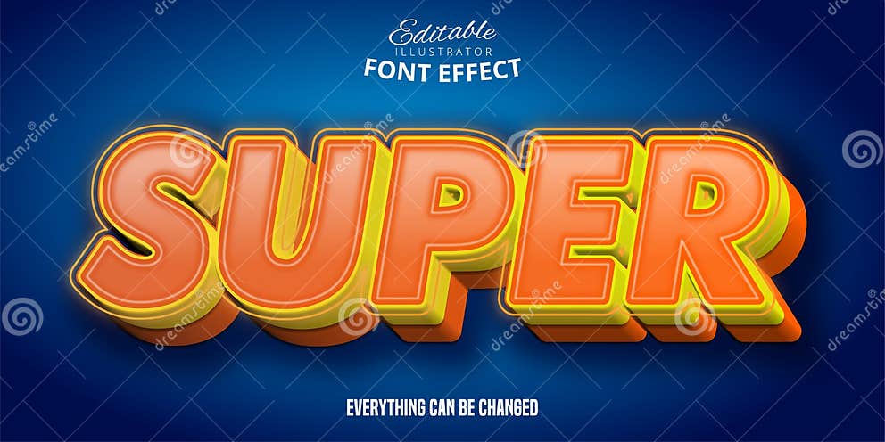 Super Text, 3d Orange and Yellow Editable Font Effect Stock Vector ...