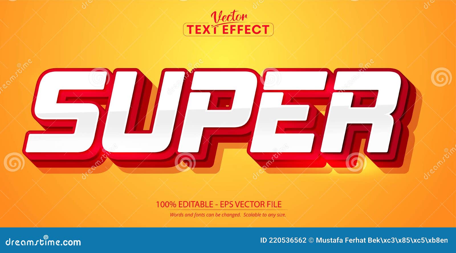 Super Text, Red Color Style Editable Text Effect Stock Vector ...