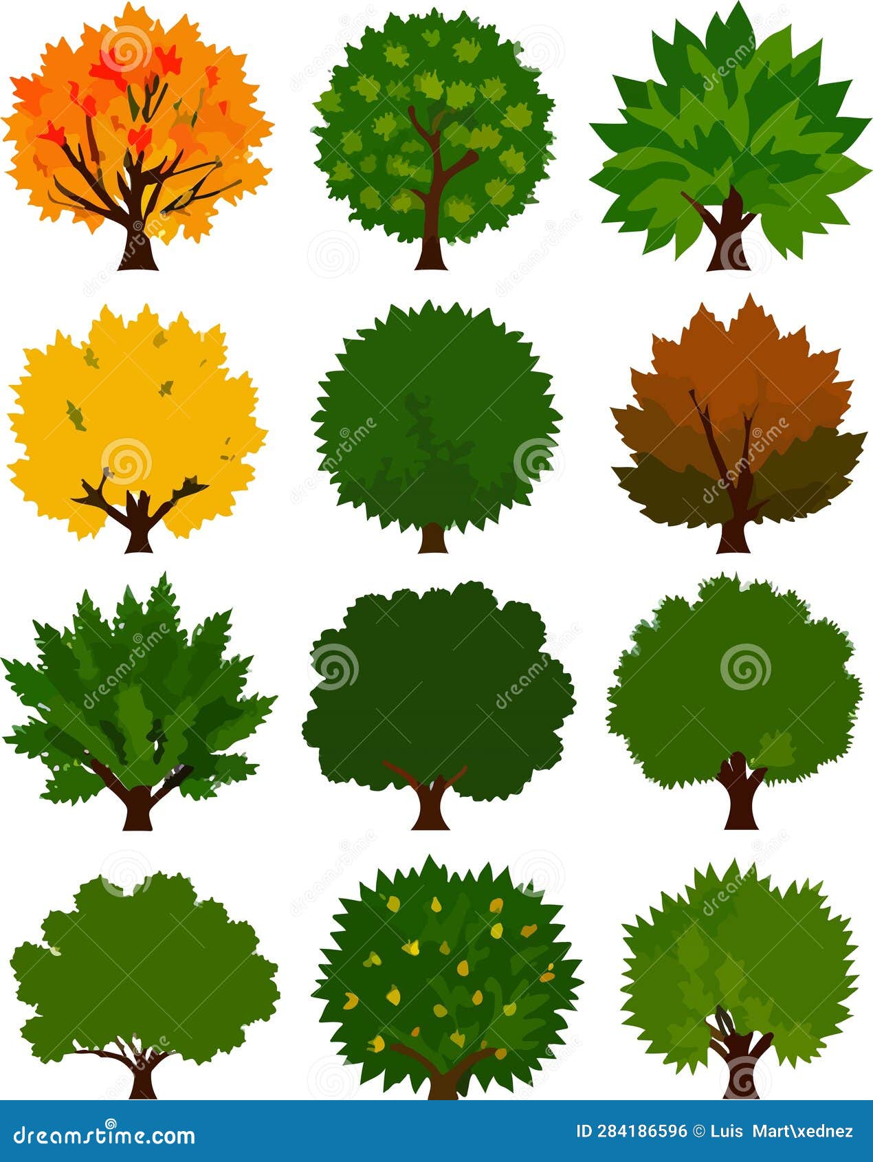 Super Trees Bushes Shrubs Seasesonal Vector Art Stock Vector ...