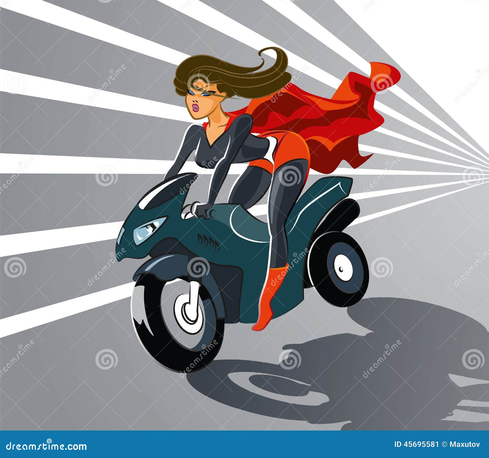 Super vrouw op motorfiets vector illustratie. Illustration of superman ...