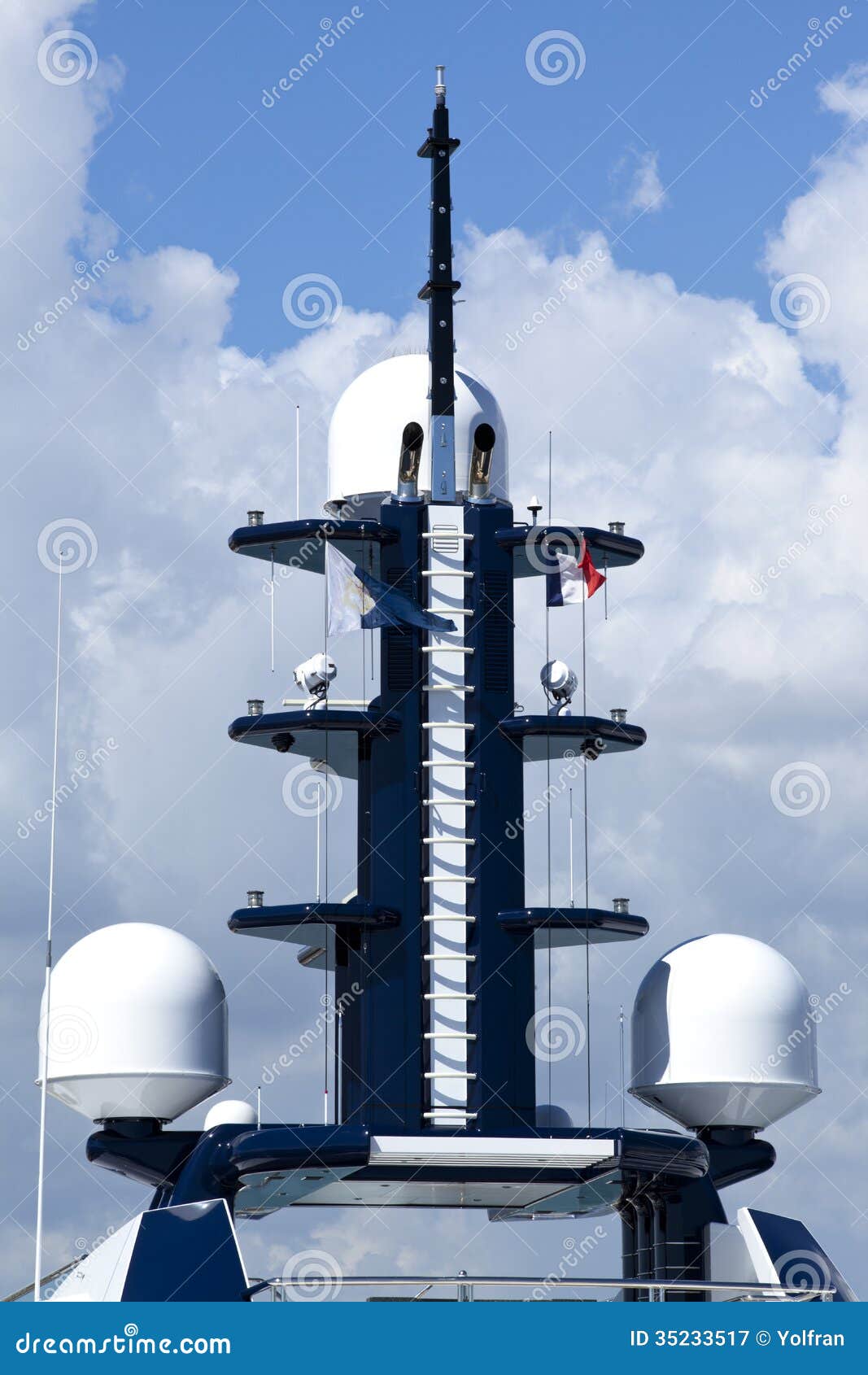 Super yatch radar stock image. Image of flag, super, mast - 35233517