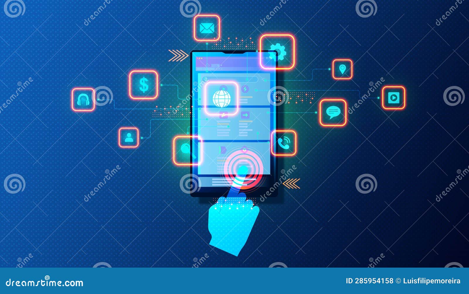 Superapp with Microapps - Conceptual Illustration Stock Photo - Image ...