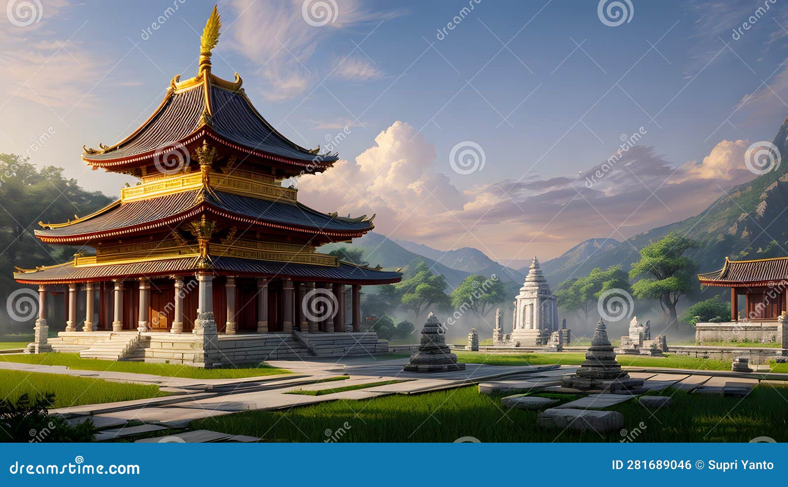 Superb View Temple Environment in a Nature by Park Foreground Stock ...