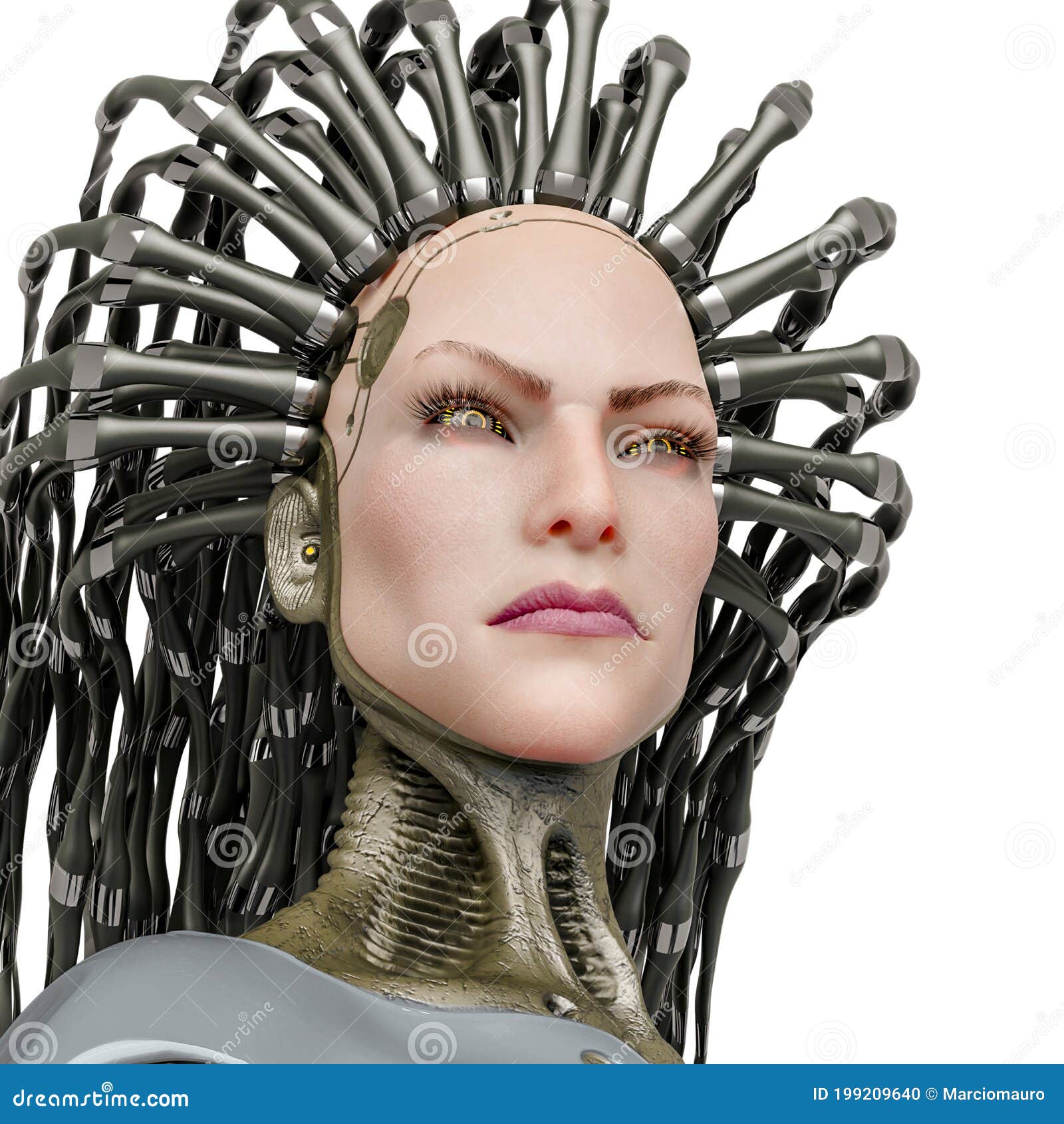 Superbe Cyborg Faisant Le Profil D'image D'identification Illustration ...