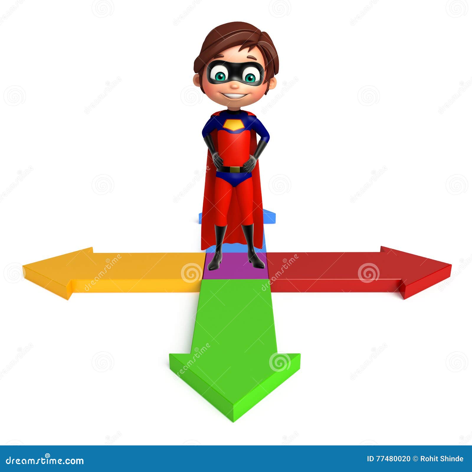 Superboy with Arrow sign stock illustration. Illustration of character ...