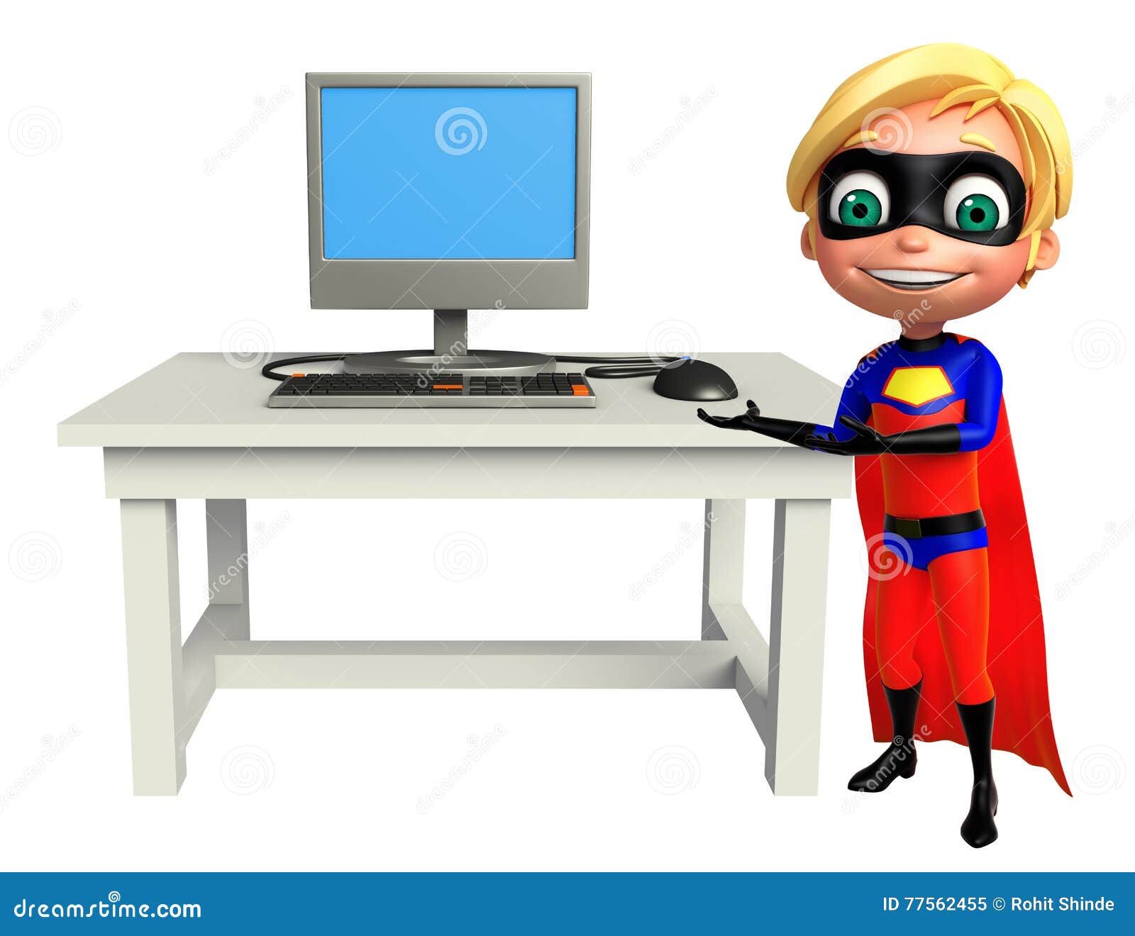 Superboy with Computer stock illustration. Illustration of superboy ...