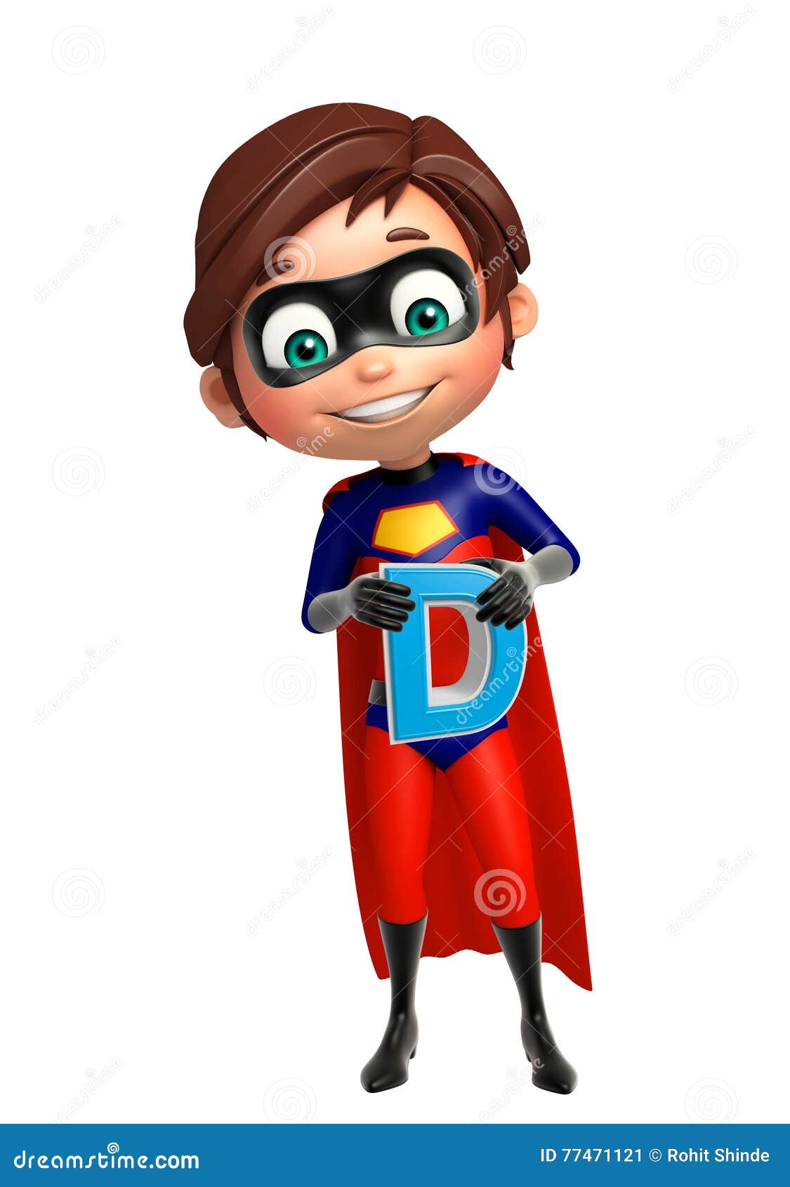 Superboy with D alphabate stock illustration. Illustration of brave ...