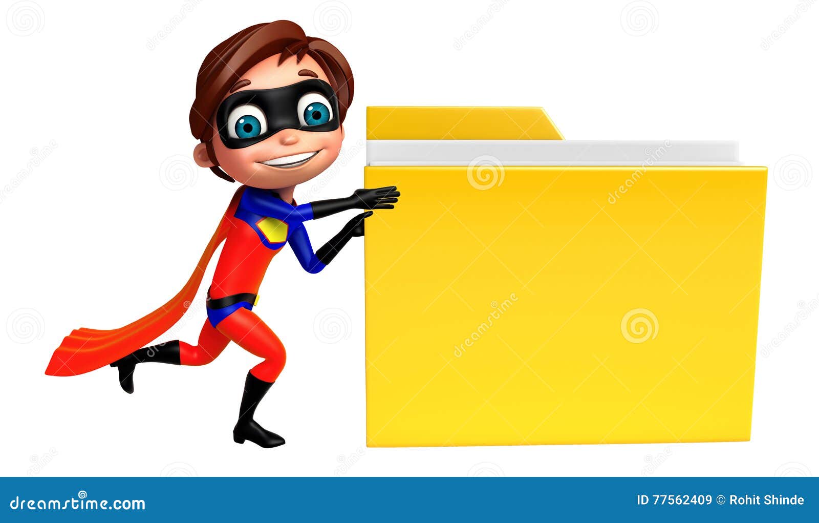 Superboy with Folder stock illustration. Illustration of powerful ...