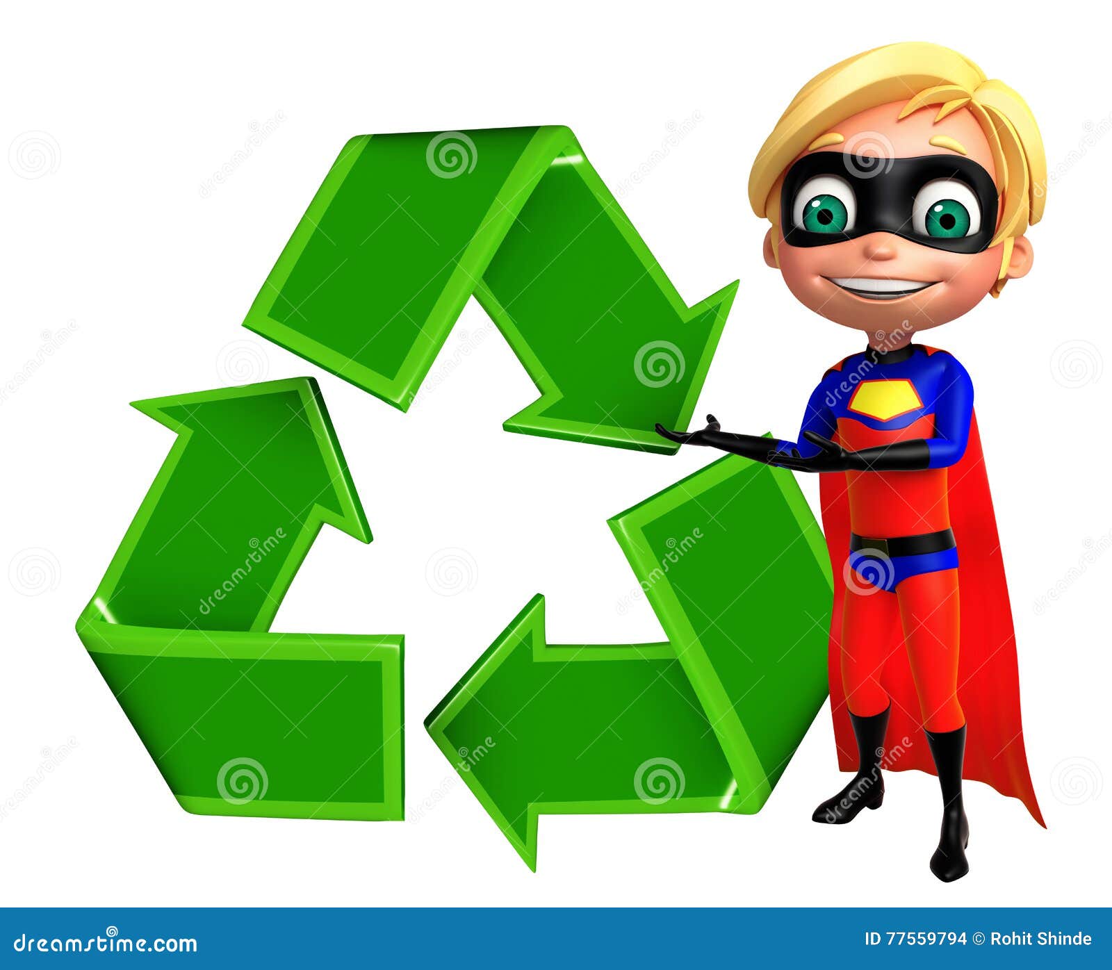 Superboy with Recycle sign stock illustration. Illustration of brave ...