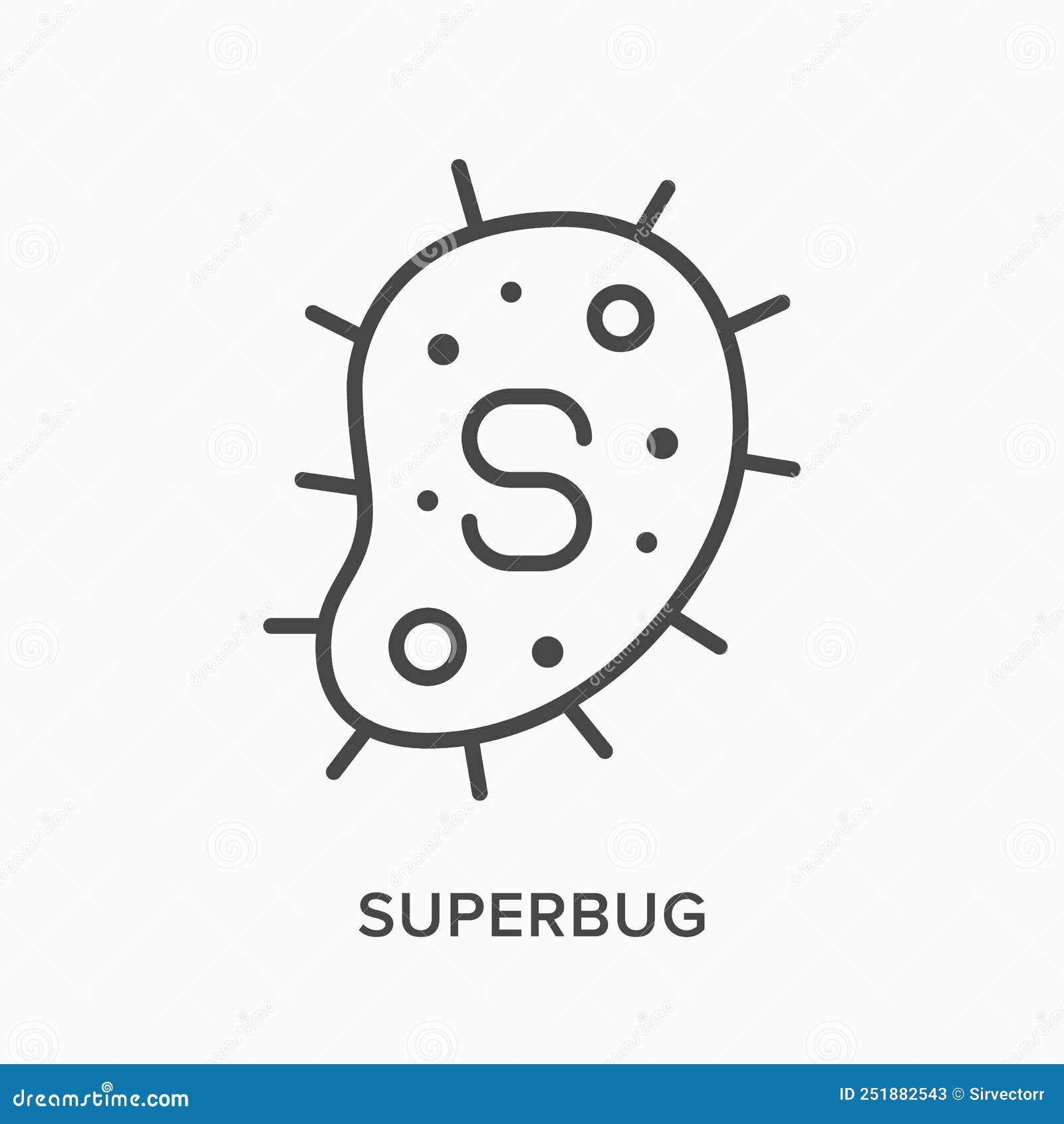 Superbug Flat Line Icon. Vector Outline Illustration of Bacteria Stock ...