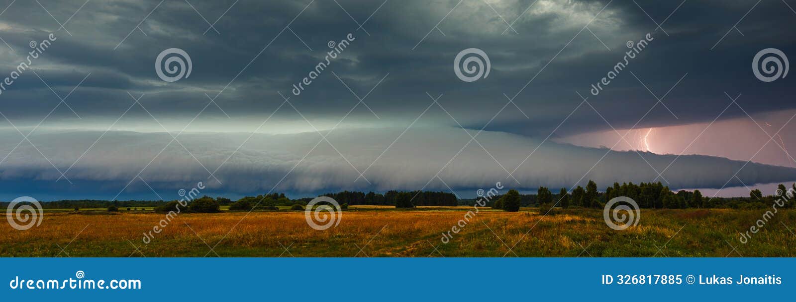 Supercell Cloud with Distant Lightning Illuminating the Storm Structure ...