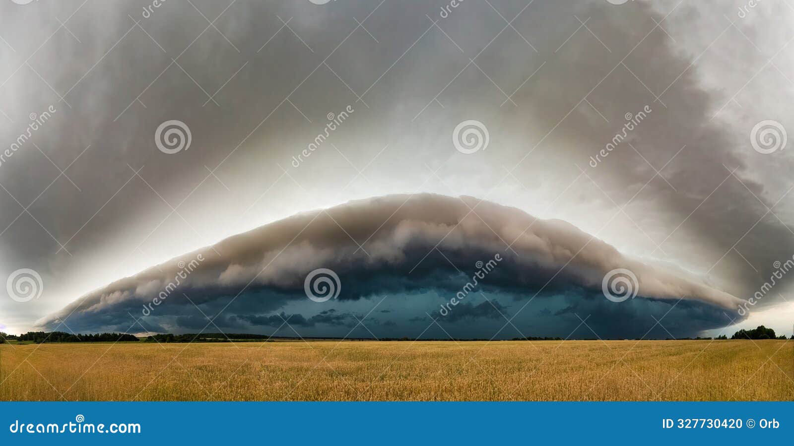 Supercell, Shelf, Arcus Storm Clouds Over the Fields in Summer Stock ...