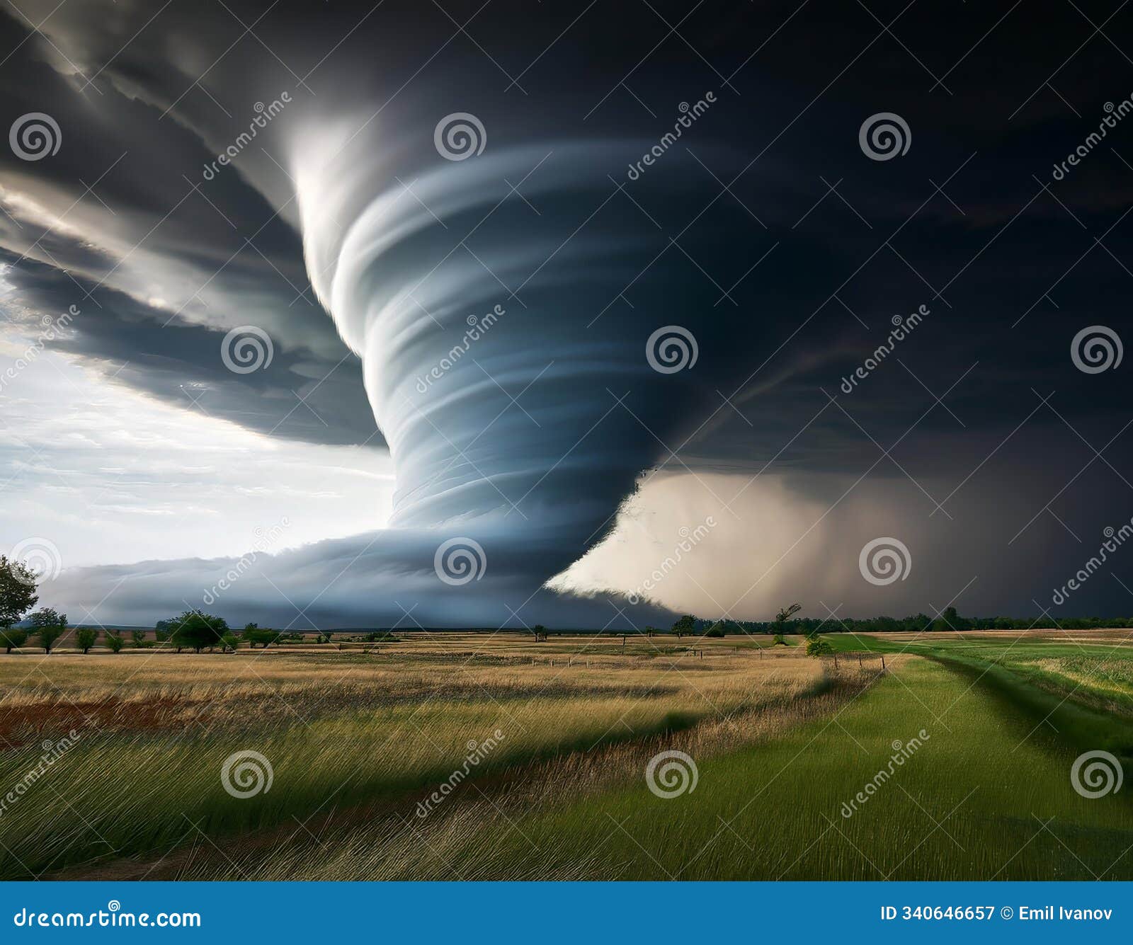 Supercell Storm Cloud Forming a Tornado Over Farmland Stock Image ...