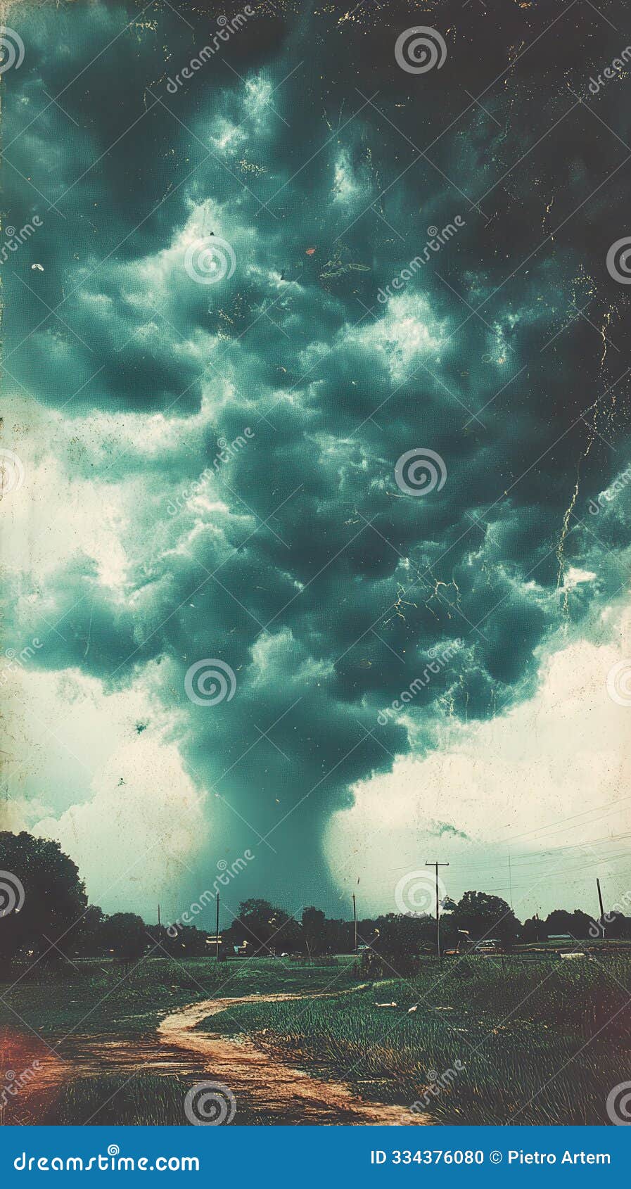 Supercell Storm Cloud Forming a Tornado Touching Down in Rural ...