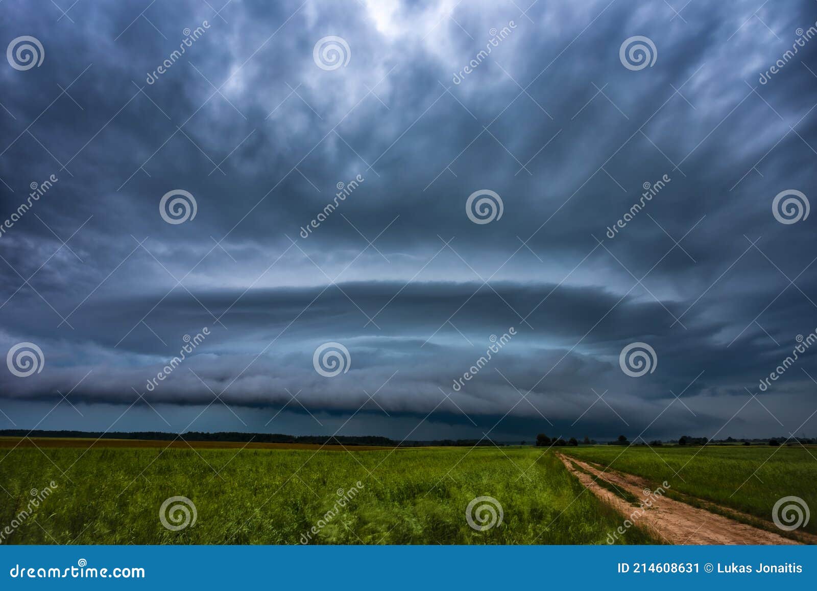 Supercell Storm Clouds with Wall Cloud and Intense Rain Stock Image ...