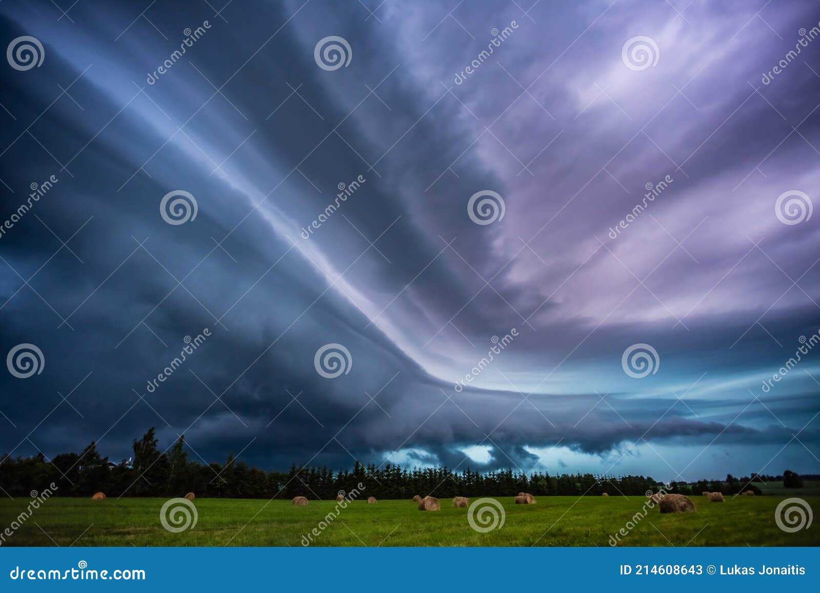 Supercell Storm Clouds with Wall Cloud and Intense Rain Stock Image ...