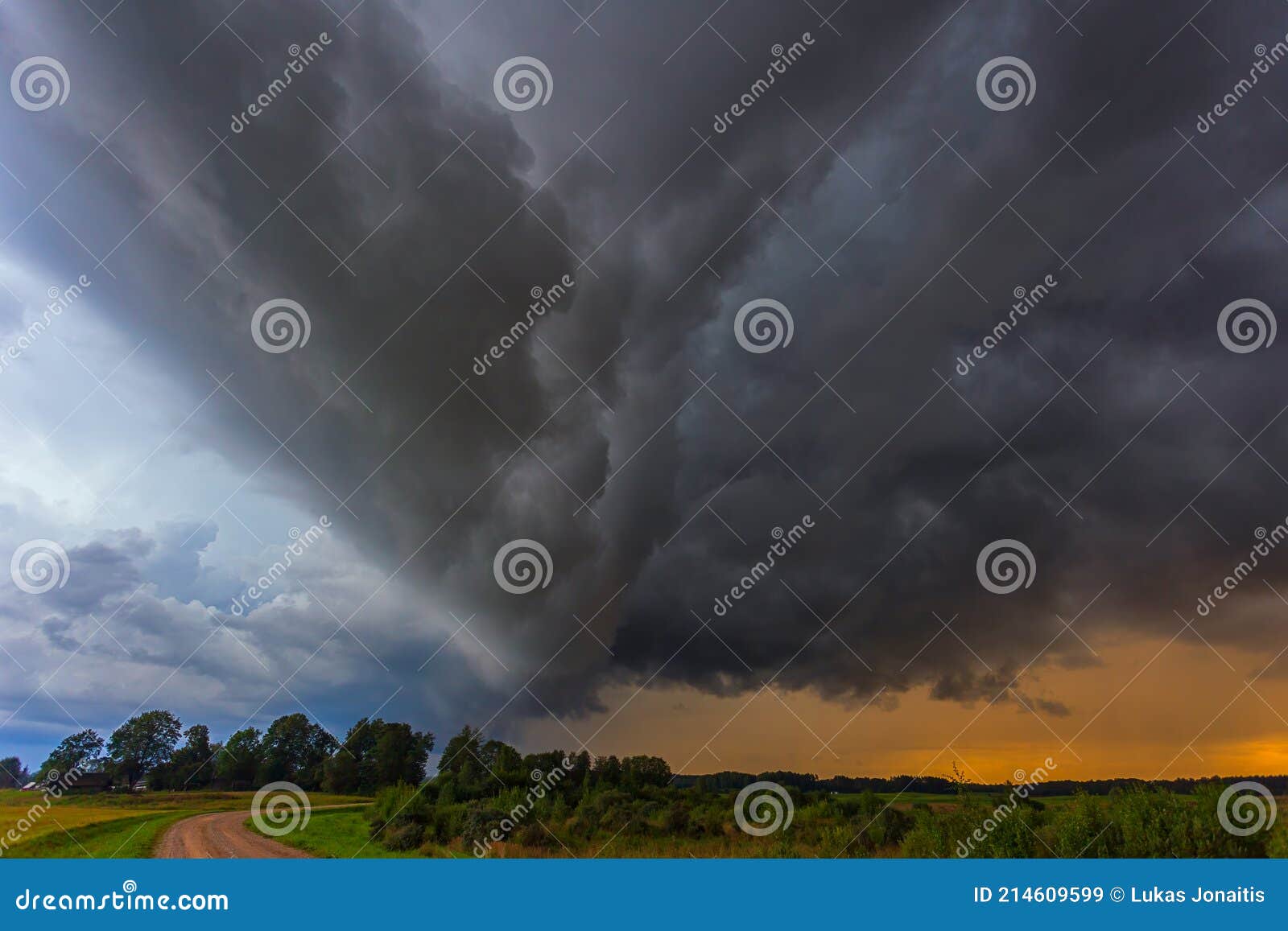Supercell Storm Clouds with Wall Cloud and Intense Rain Stock Image ...