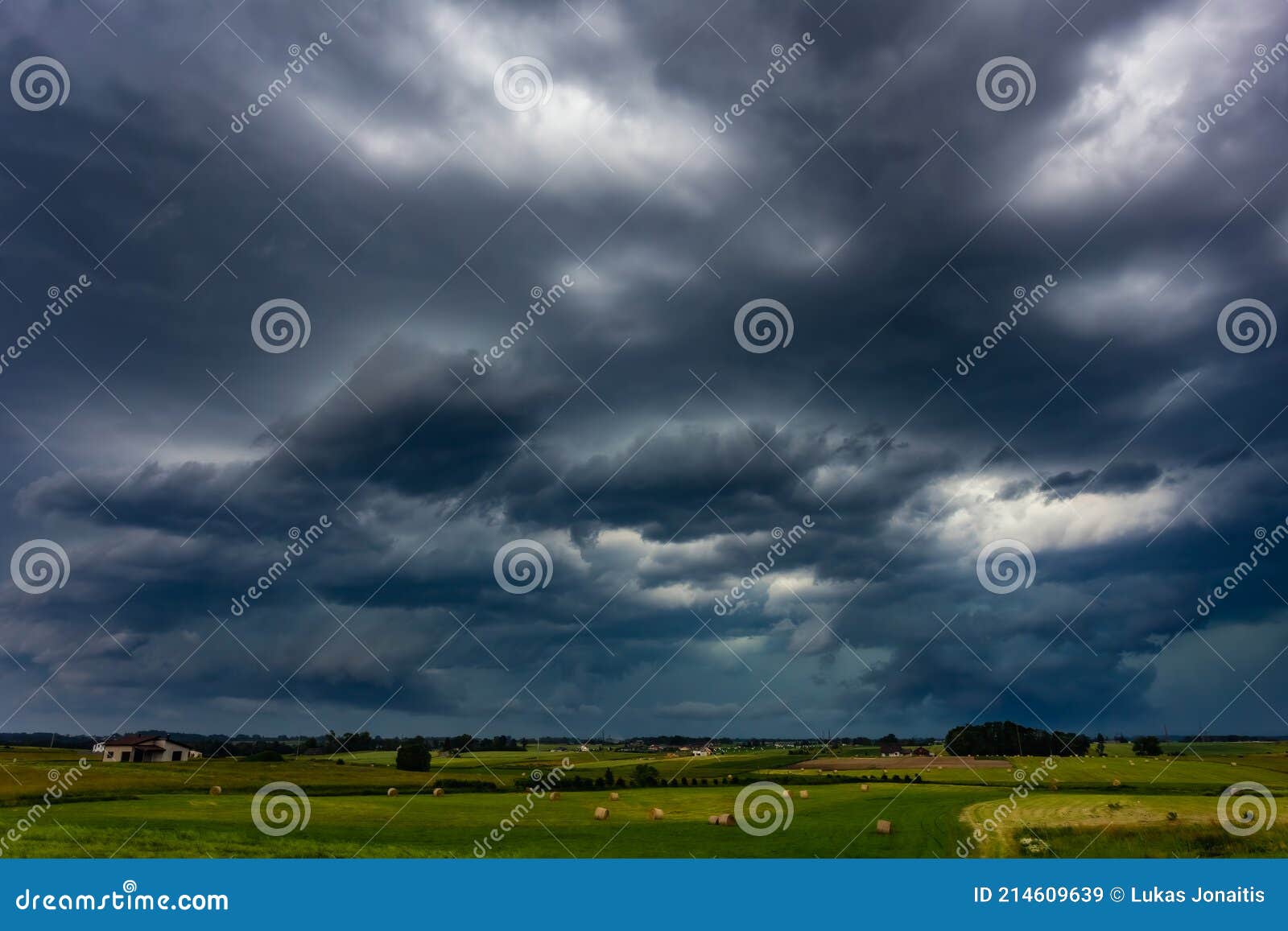 Supercell Storm Clouds with Wall Cloud and Intense Rain Stock Image ...