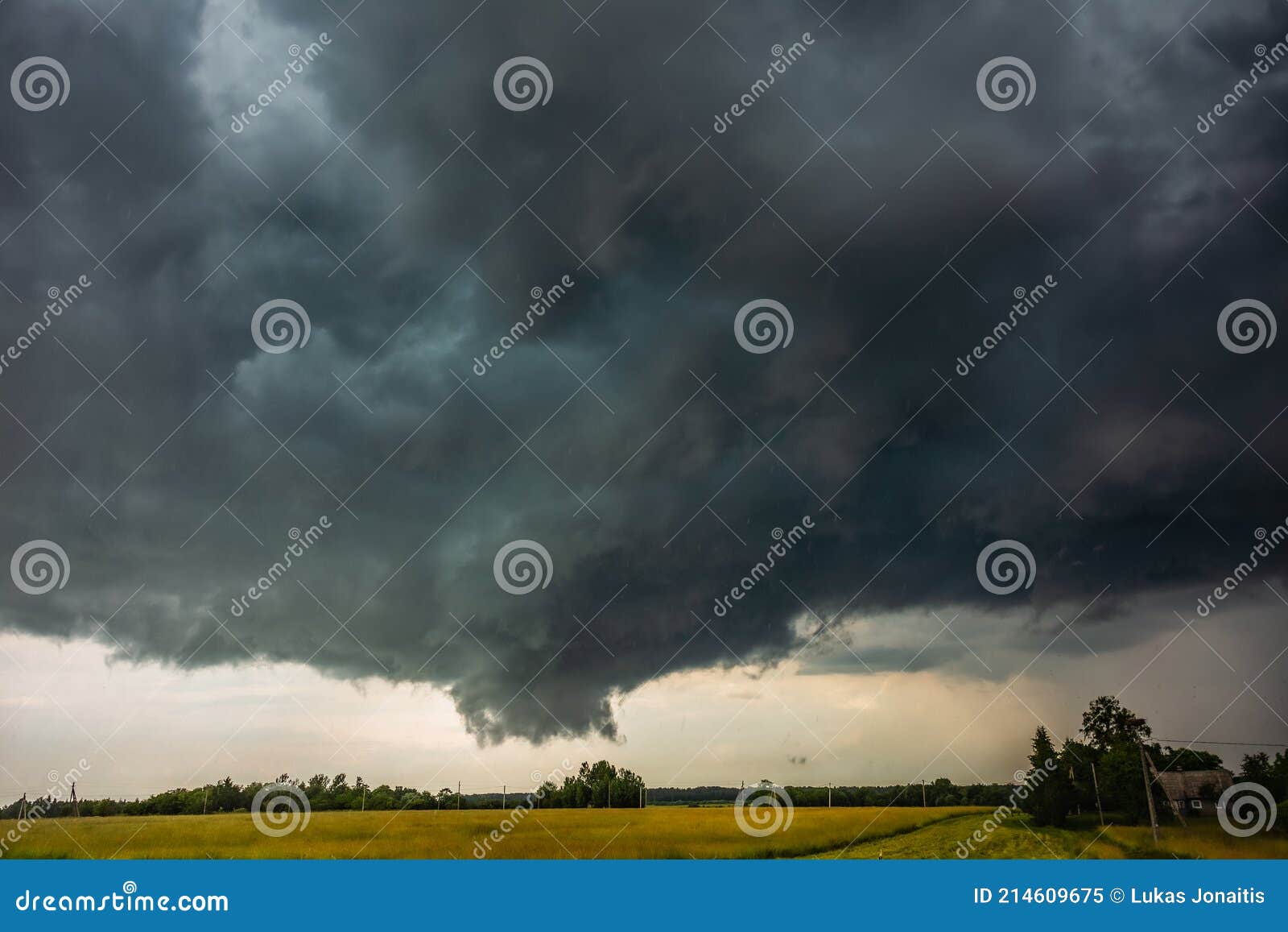 Supercell Storm Clouds with Wall Cloud and Intense Rain Stock Image ...