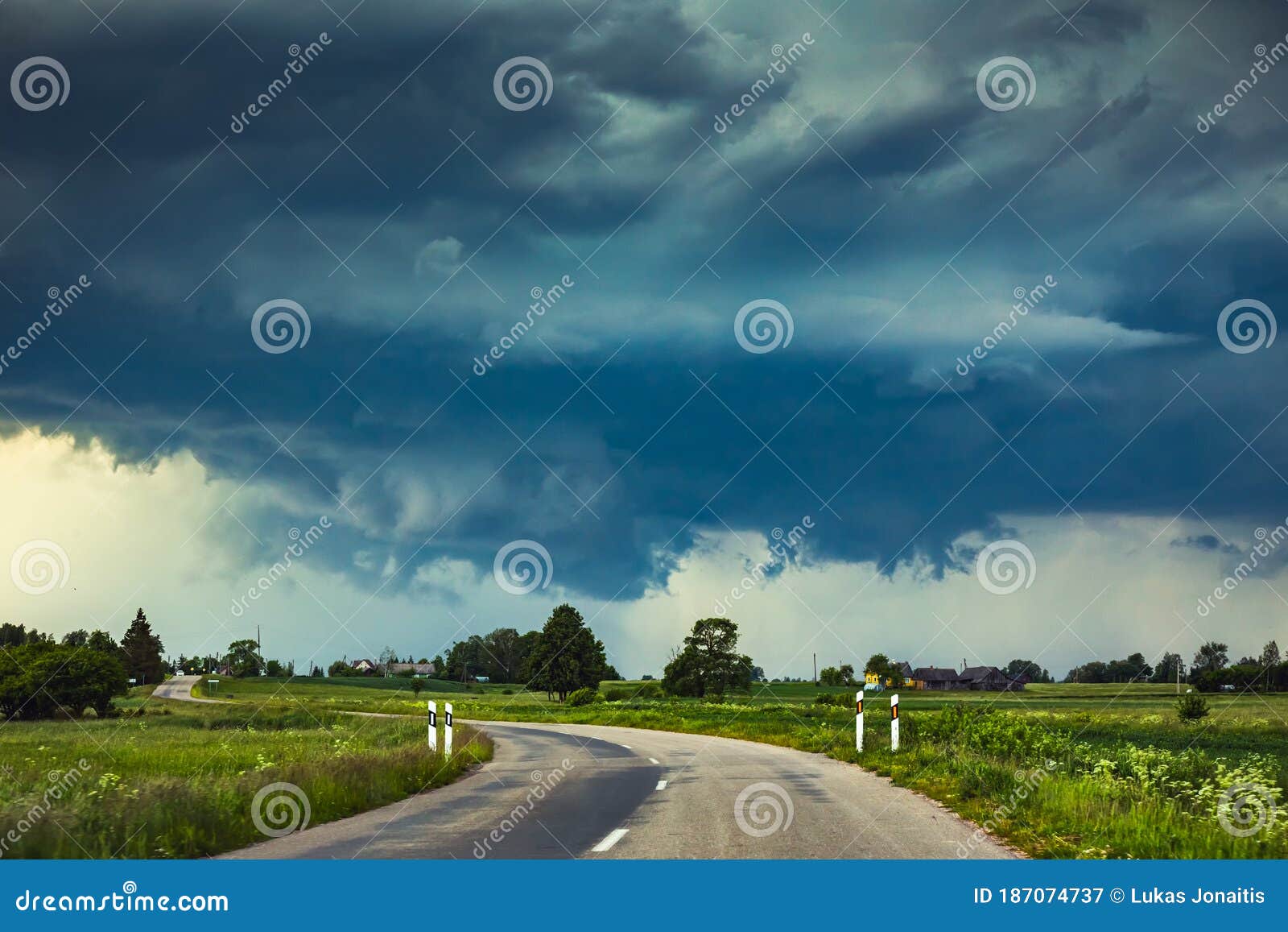 Severe Supercell Storm Clouds with Wall Cloud and Intense Rain Stock ...