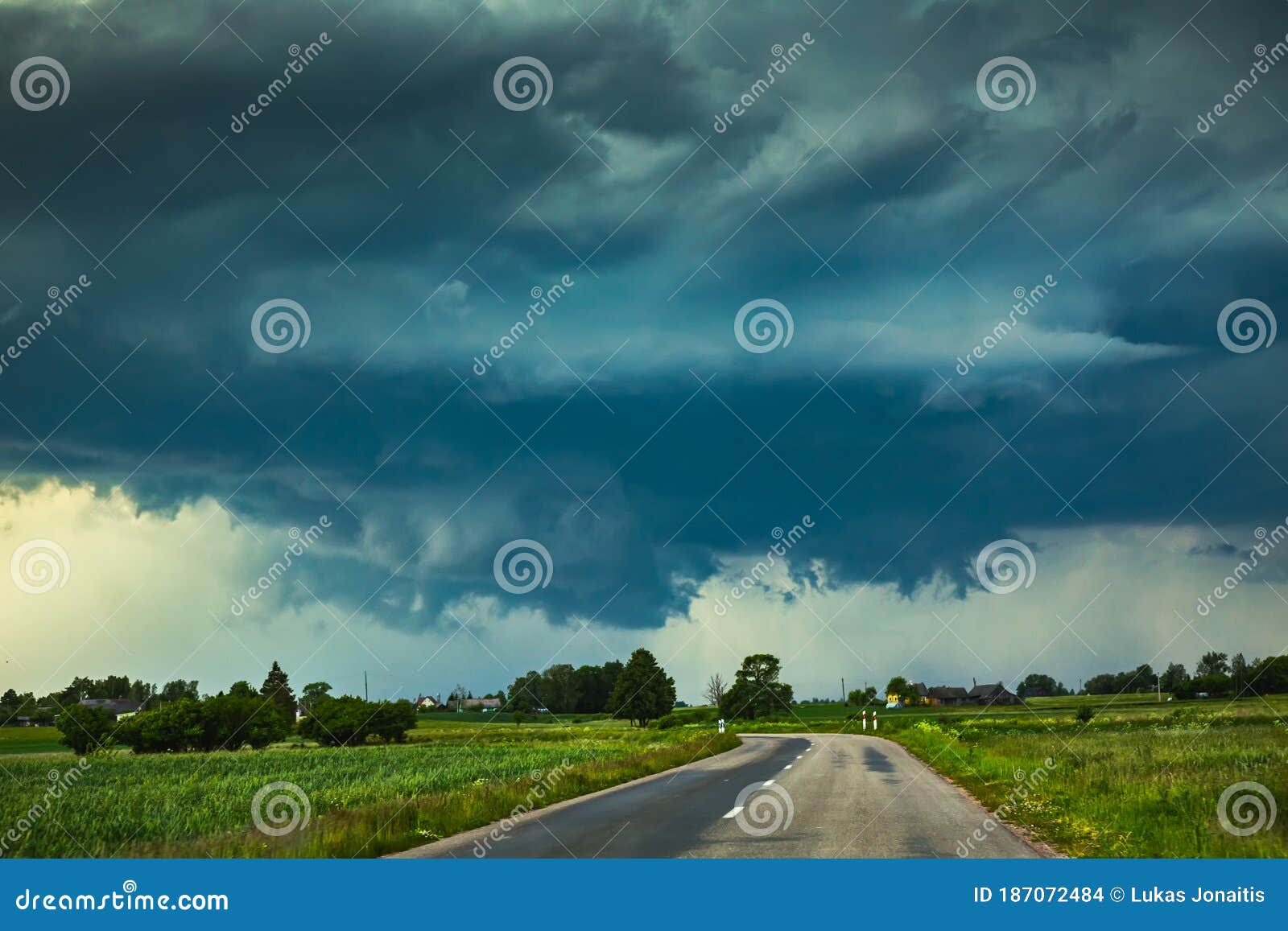 Supercell Storm Clouds with Wall Cloud and Intense Rain Stock Photo ...