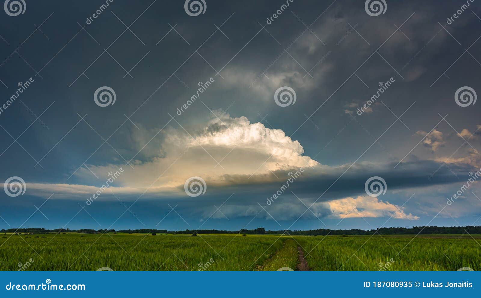 Supercell Storm Clouds with Wall Cloud and Intense Rain Stock Image ...