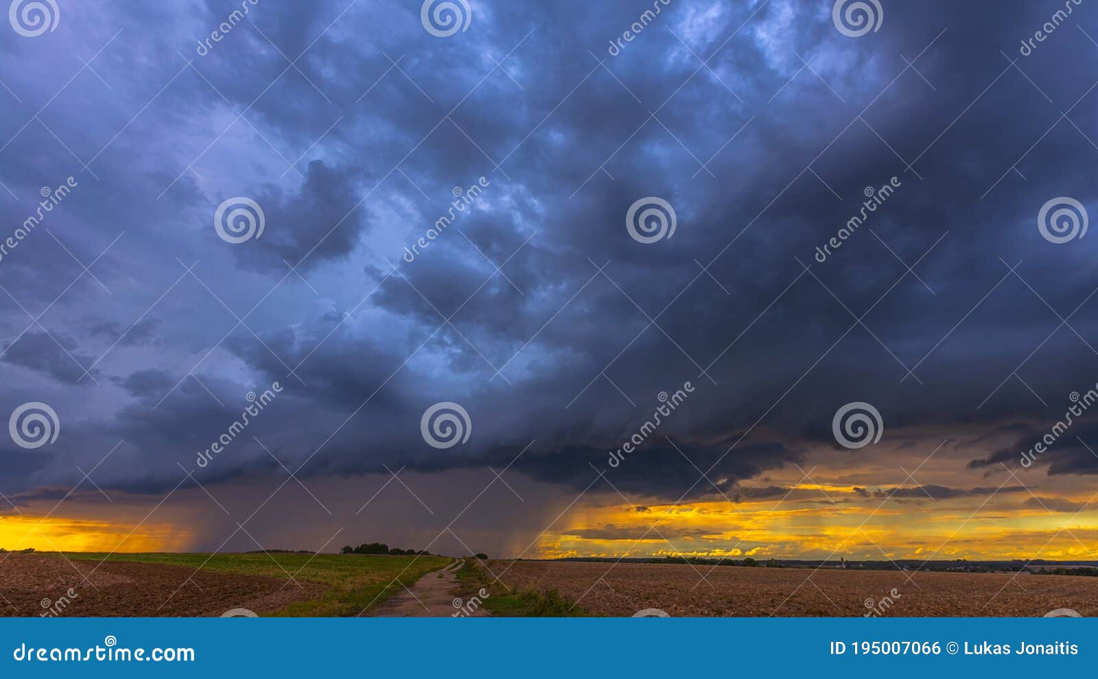 Supercell Storm Clouds with Wall Cloud and Intense Rain Stock Photo ...
