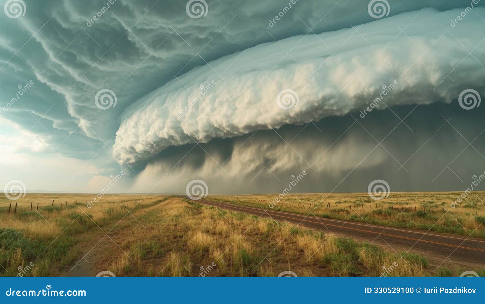 Supercell Storm Forming Over Empty Country Road Stock Photo - Image of ...