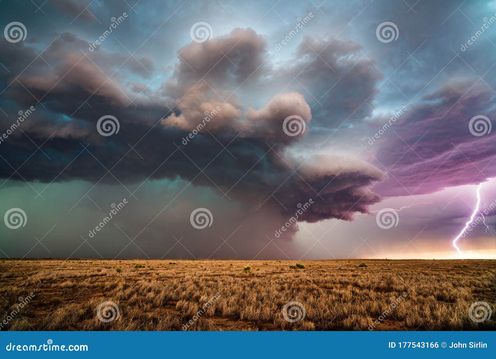 Supercell Thunderstorm Cumulonimbus Cloud With Lightning Bolt Royalty ...