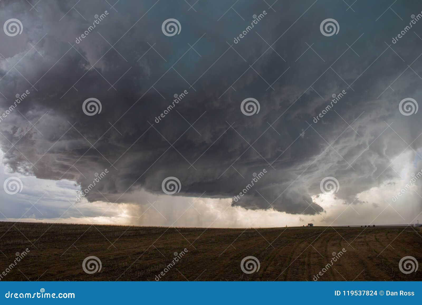 A Supercell Thunderstorm Develops a Wall Cloud and Begins To Rotate ...