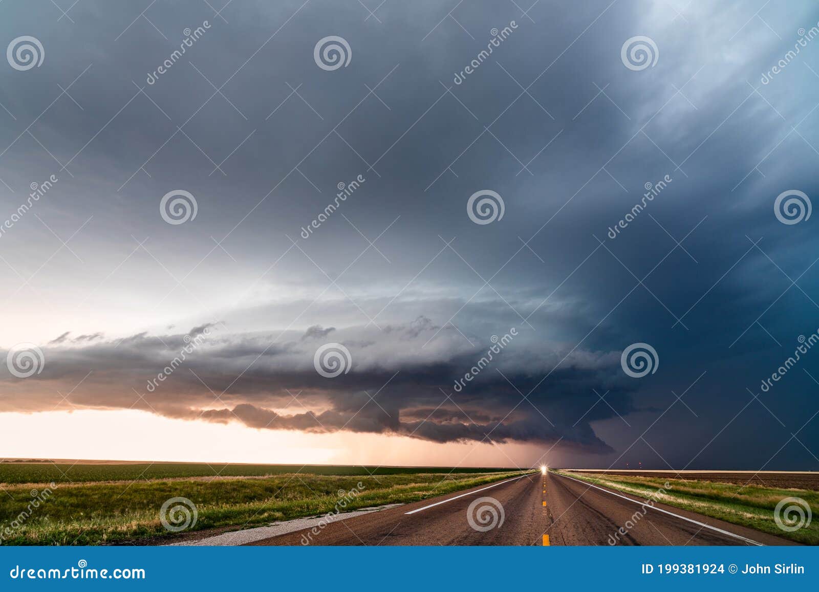 Supercell Thunderstorm Over a Road Stock Photo - Image of severe ...