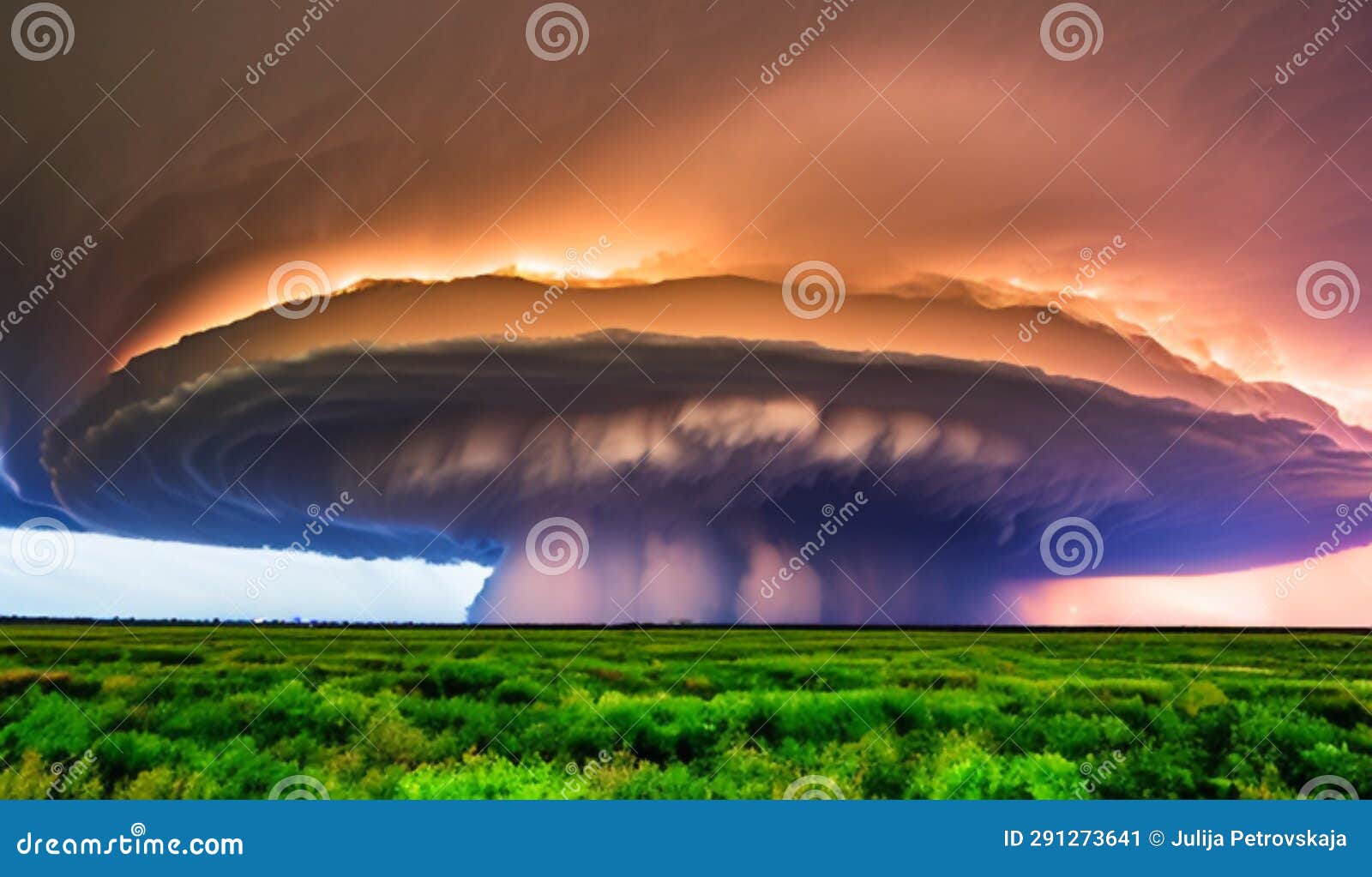 A Supercell Thunderstorm, Presence of a Mesocyclone. Moisture Streams ...