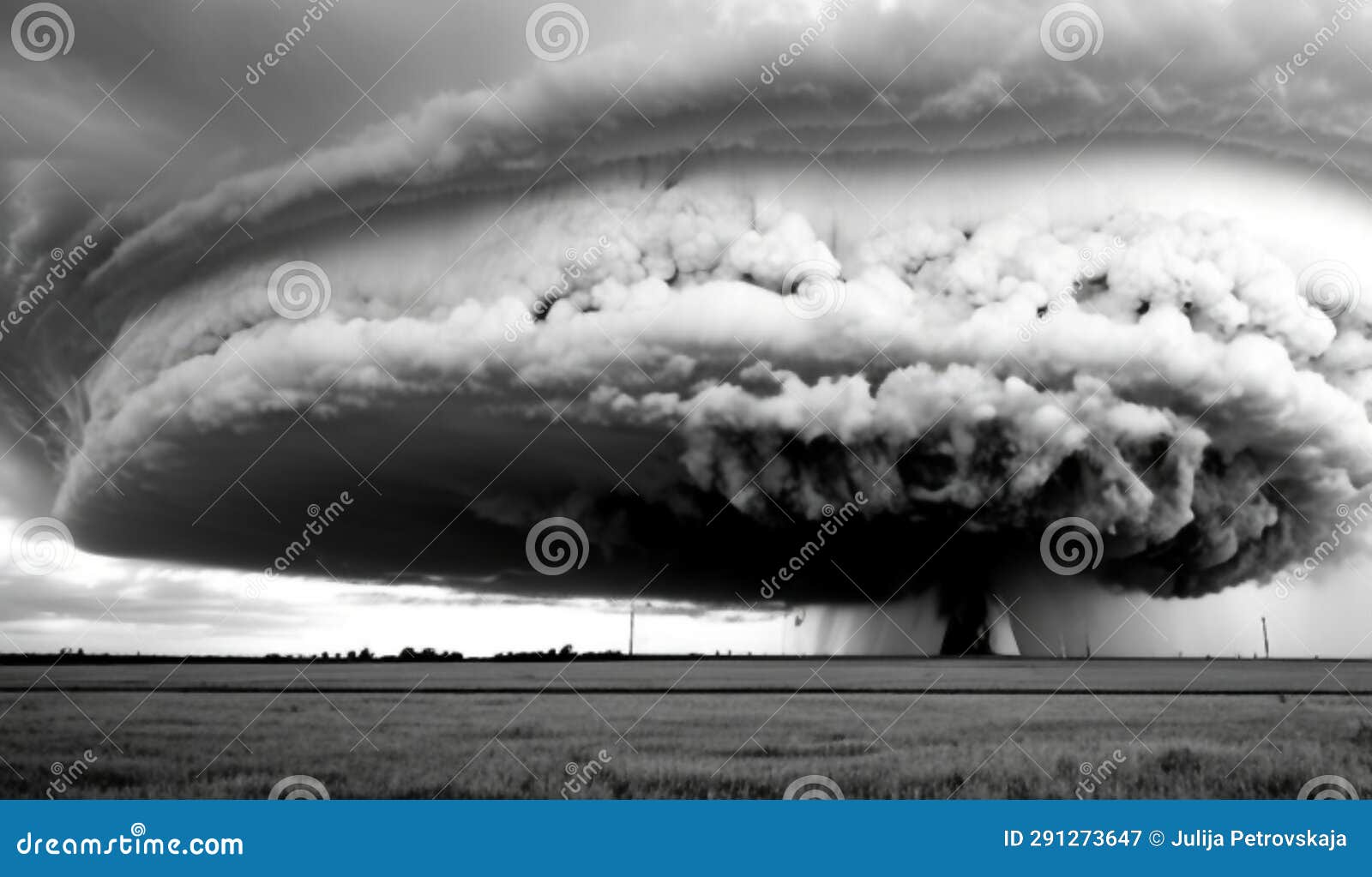 A Supercell Thunderstorm, Presence of a Mesocyclone. Moisture Streams ...